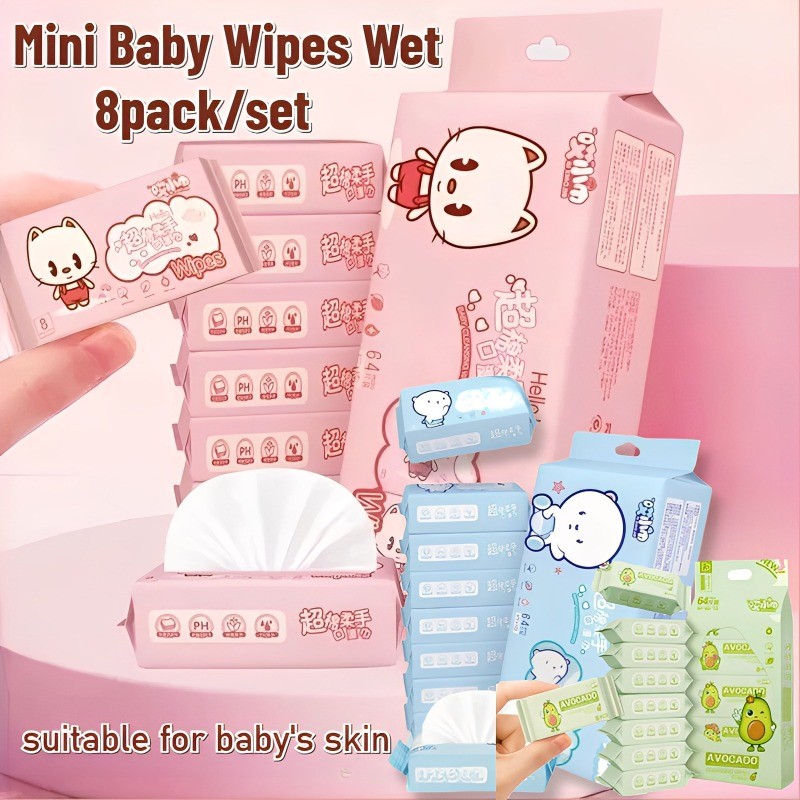 8 IN 1 Mini Baby Wipes Wet Wipes Wet Tissue Travel Outdoor Portable ...