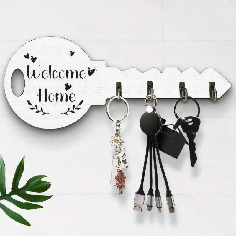 Creative Key Shaped Porch Keychain Durable Wooden Bedroom storage Rack ...