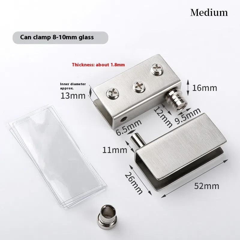 [EAS] 2Pcs Glass Pivot Hinge Rotation Axis Stainless Steel Wine Cabinet Door Rotating Hinges ...