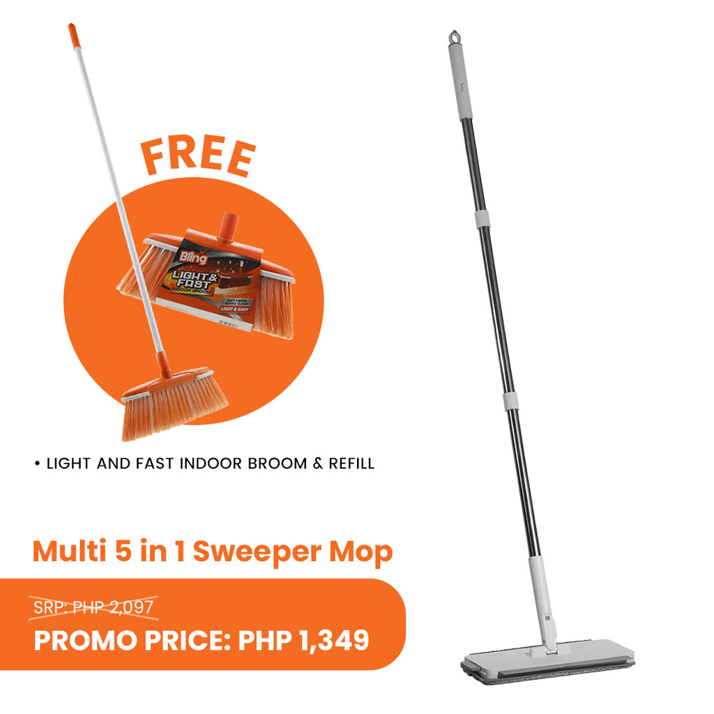 Buy Multi 5-in-1 Sweeper Mop and get FREE Indoor Broom + Refill ...