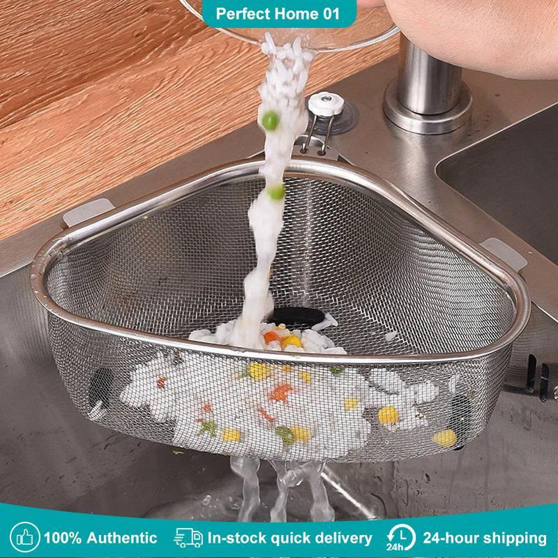 Kitchen Stainless Steel Filter Triangle Vegetable Washing Basin Sink ...