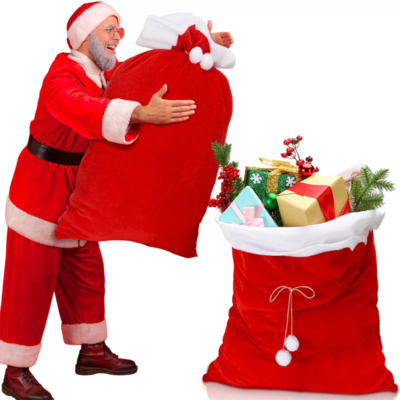 Christmas Large Santa Claus Bags with Cord Velvet Santa's Present Sack ...
