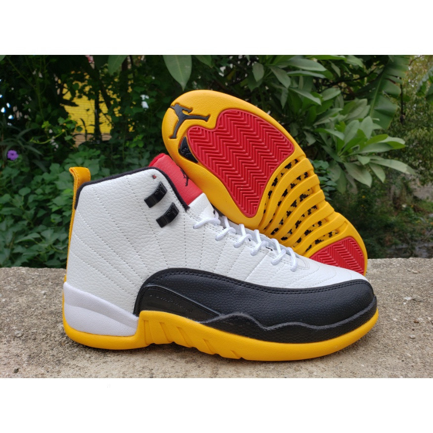 Air Jordan 12 Retro High White Black Orange Yellow AJ12 Basketball ...