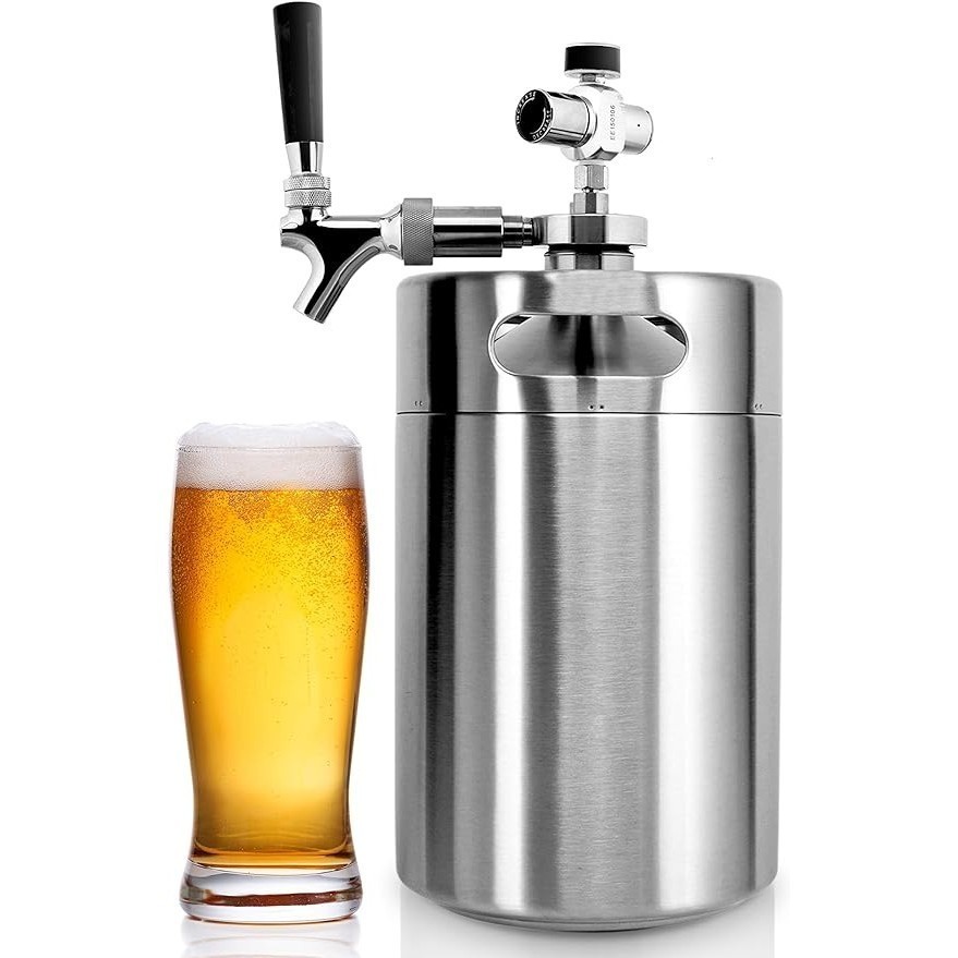 Growler Tap System, 128oz Double-Walled Stainless Steel Mini Keg ...