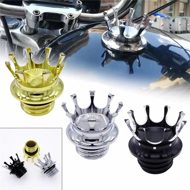 Motorcycle Gas Oil Cap Aluminum King Crown Style Tank Right-hand ...