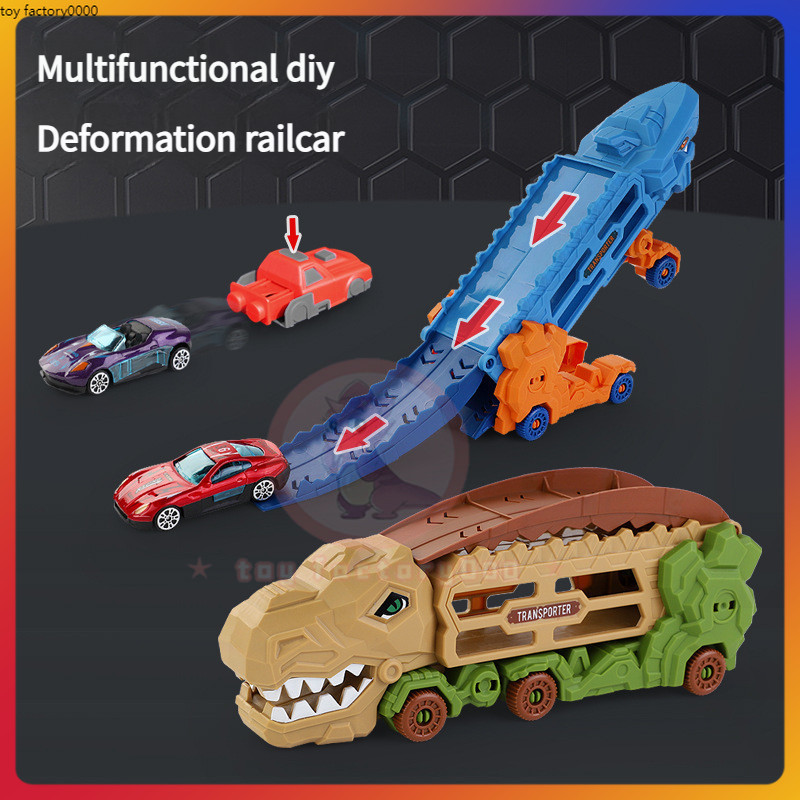 Transformed Dinosaur Truck Toy with 1PCS Diecast Racing Cars Dino ...