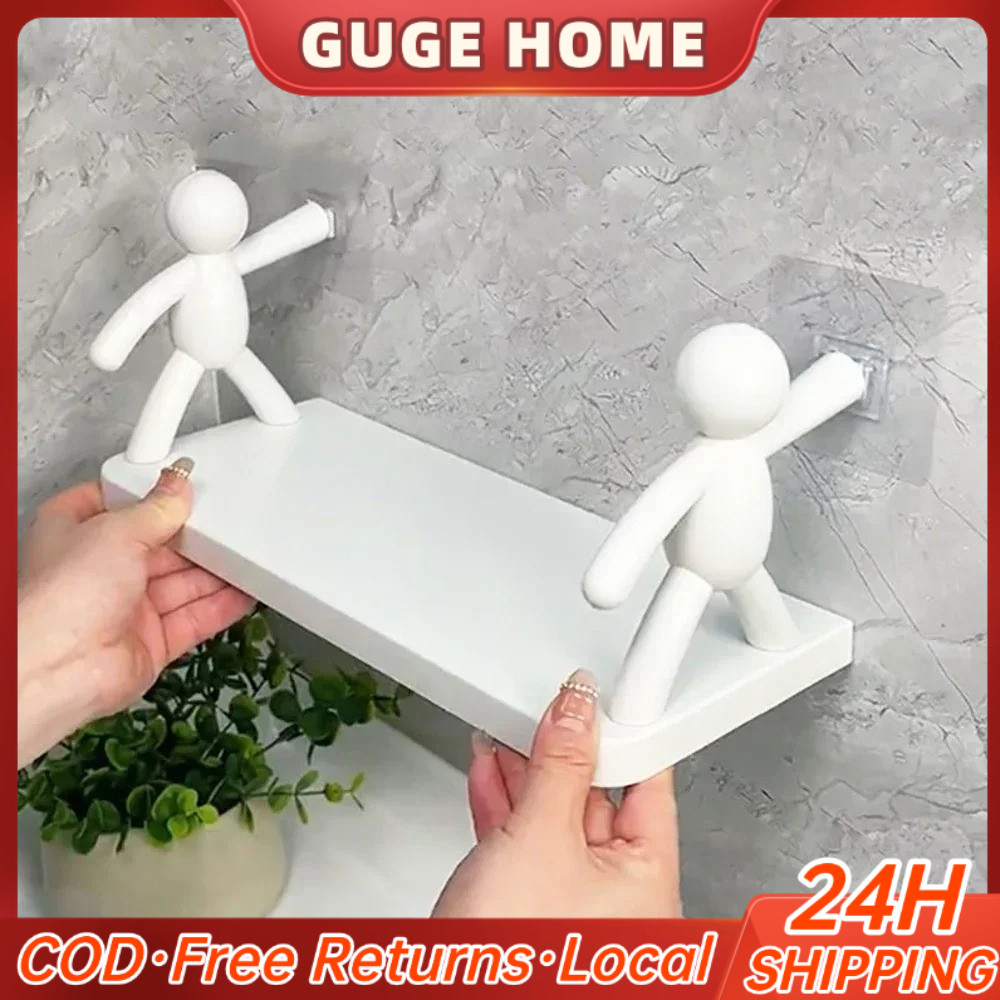 Wall Hanging Floating Shelf Human Hook Rack Bathroom Kitchen Storage ...