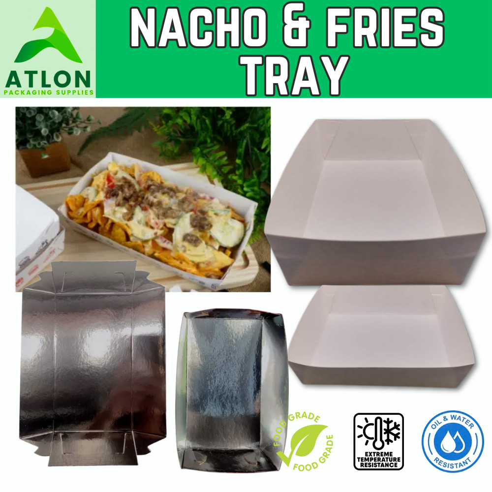 ATLON 50pcs Food Tray Paper Plate for Fries and Nachos (small serving ...