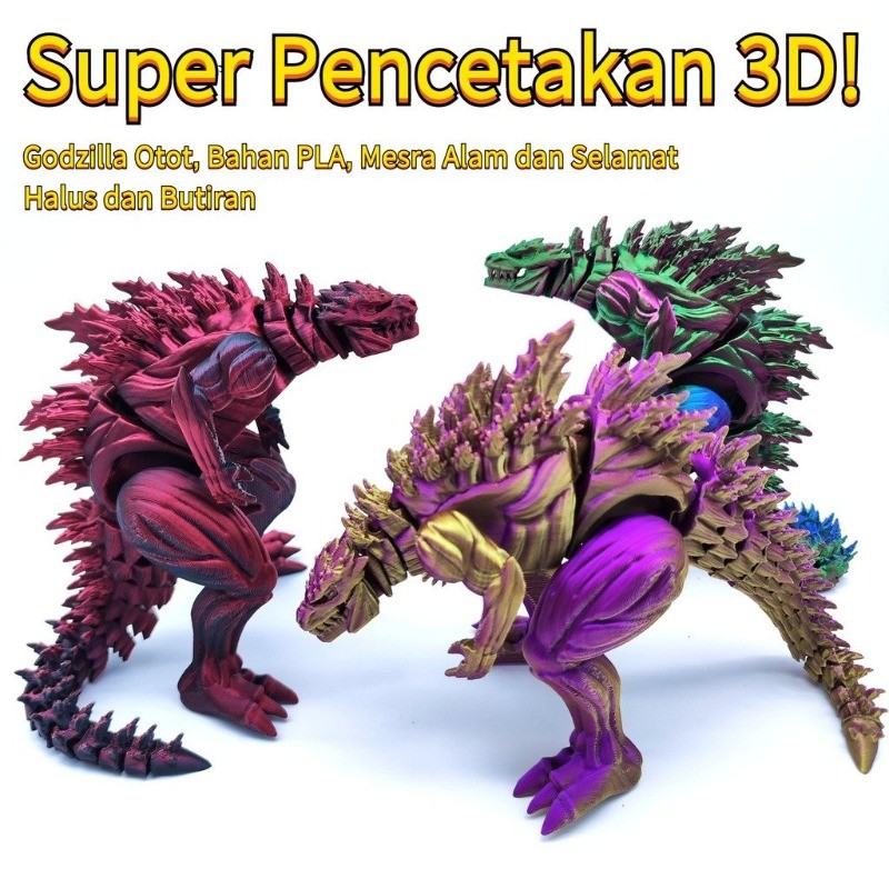 Generic 3D printed muscle Godzilla joint movable model ornament ...