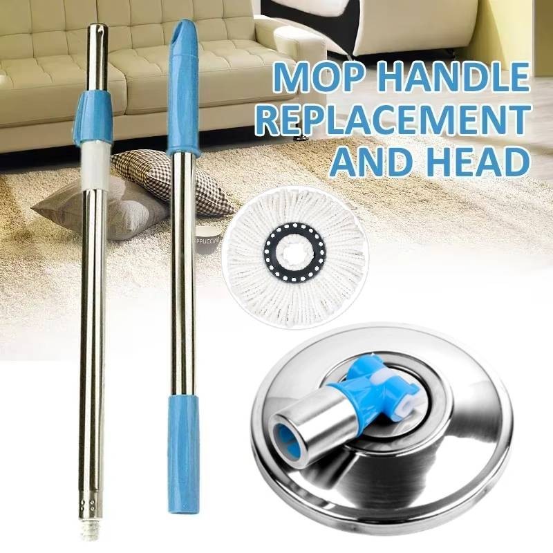 Metal Spin Mop Pole Handle Replacement Mop Head and Mop Cloth Mop ...