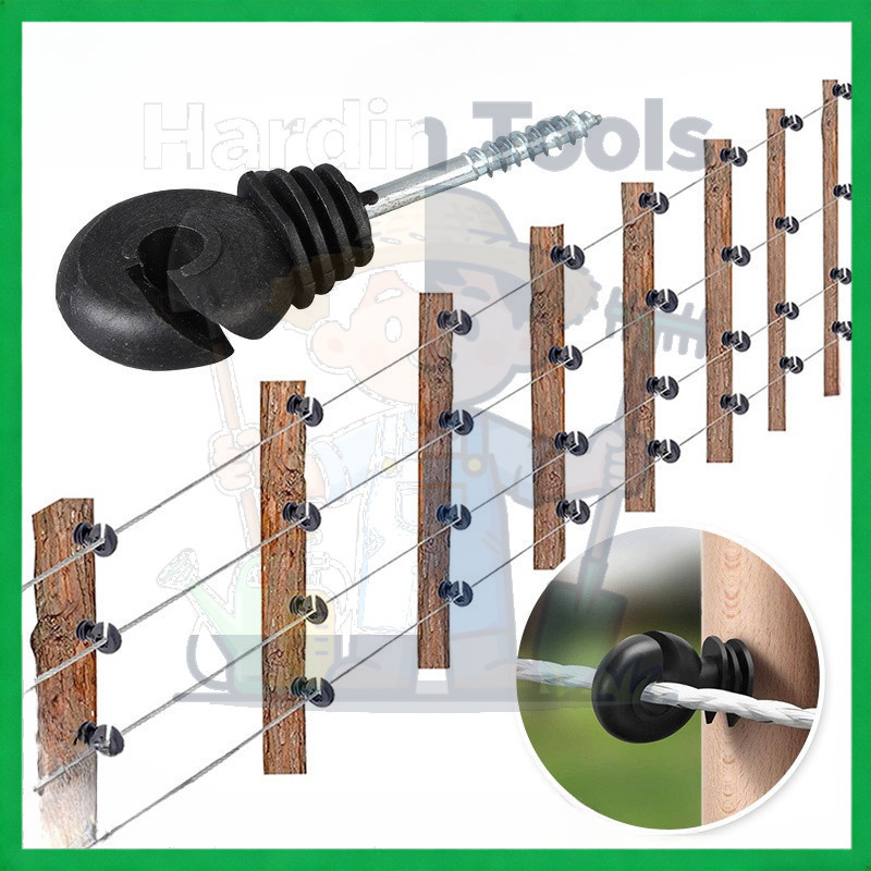 50Pcs/Set Electric Fence Offset Hook Screw Nut Wood Post Ring Insulator ...