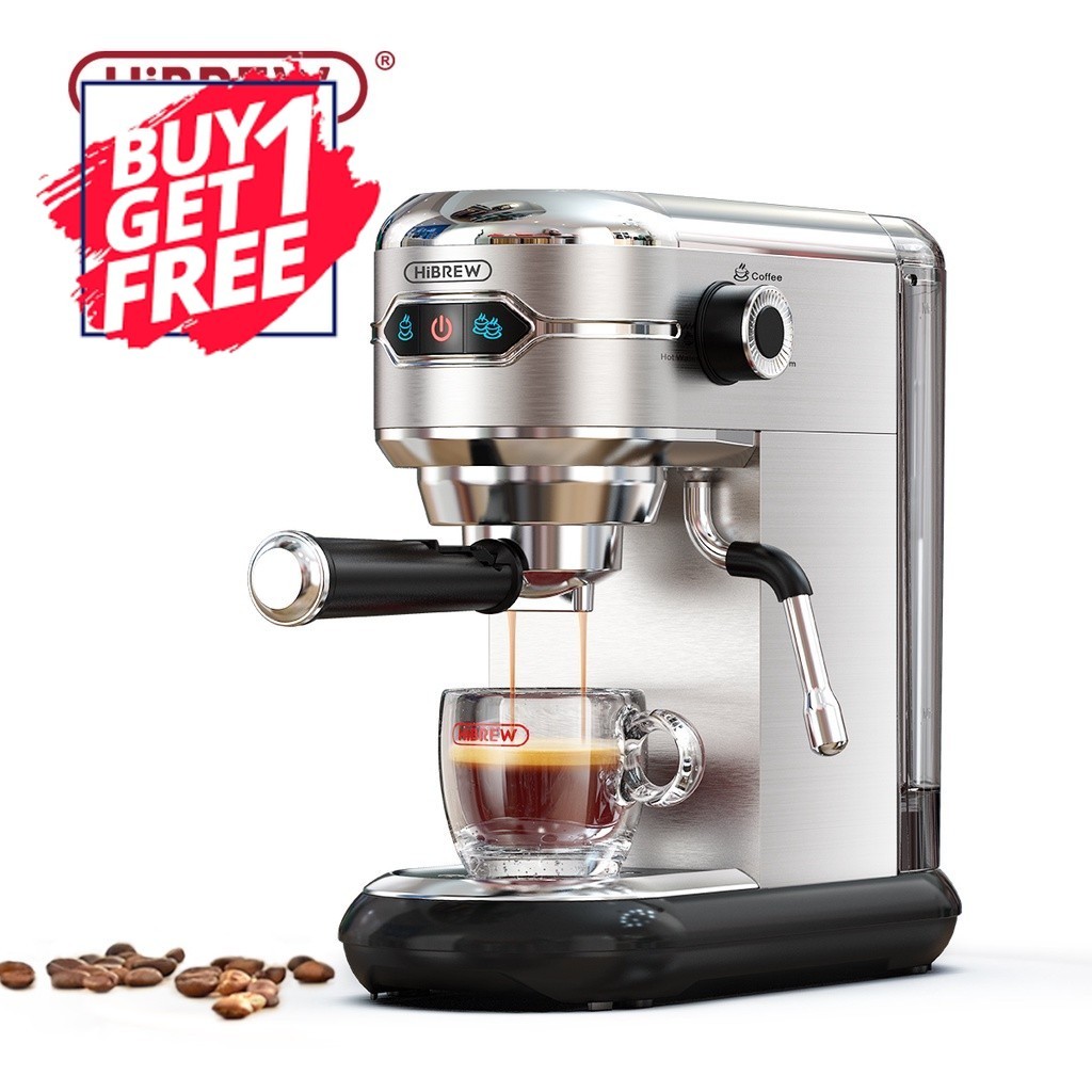 HiBREW 20Bar espresso coffee machine inox case semi automatic ESE pod ...