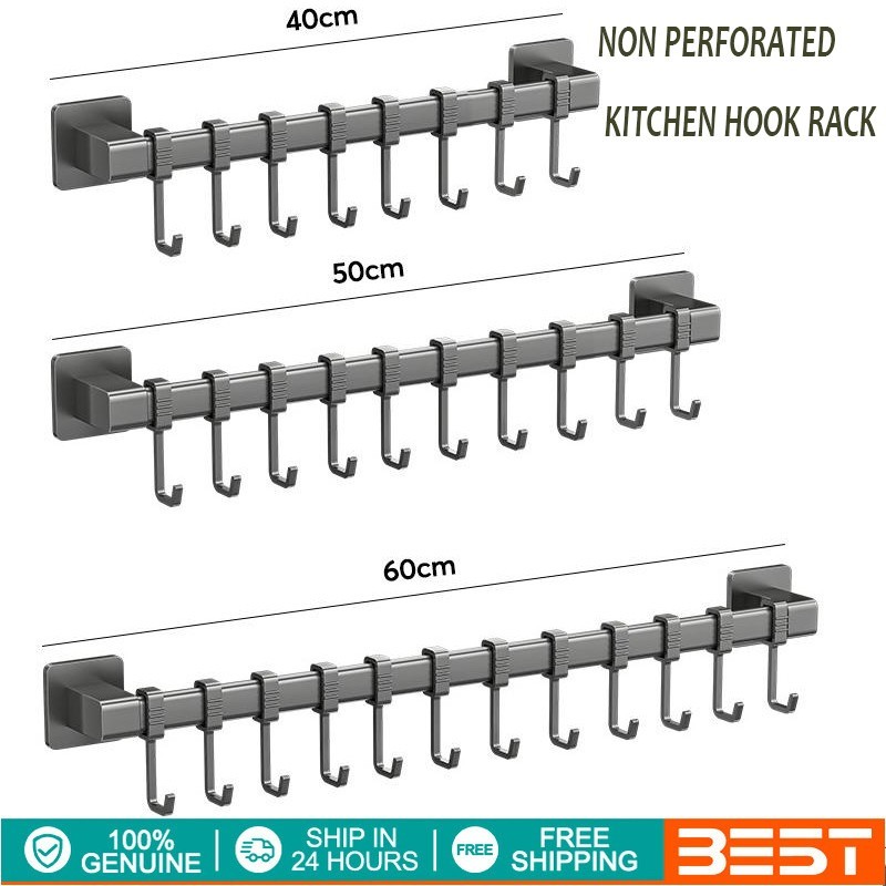 Kitchen Pole Hooks Wall Rack Non-rusting Knife & Cutlery Rack Cooking ...
