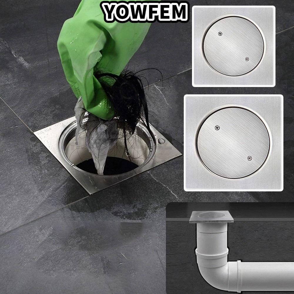 YOWFEM Shower Floor Drain, Silver Stainless Steel Cleanout Floor Drain ...