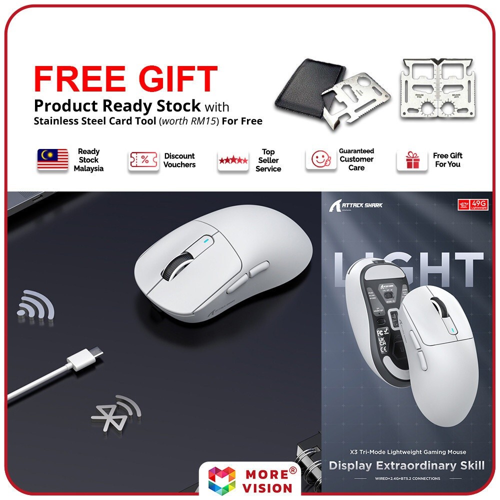 Attack Shark X3 Gaming Mouse PAW3395 Sensor Lightweight Programmable Up ...