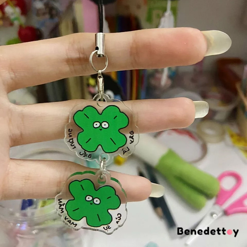 Lucky Four-leaf Clover Phone Chain Creative Acrylic Phone Pendant Cute ...