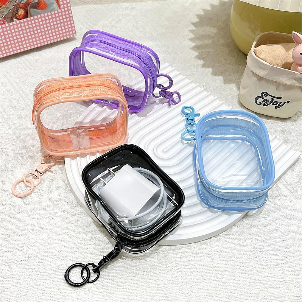 PVC Transparent Mini Storage Bag Keychain Pouch For Earphones Data ...