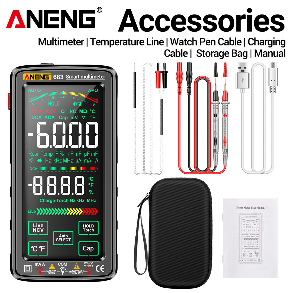 ANENG Smart Digital Multimeter Touch Screen Electrical Capacitance ...