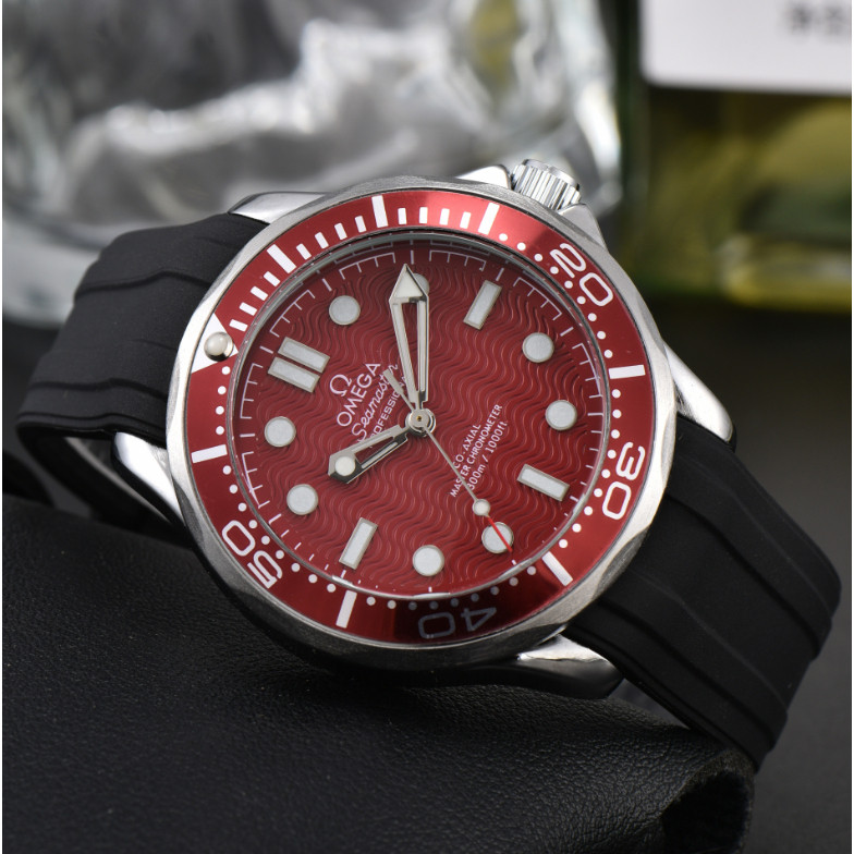 Omega Men's Watch Quartz Movement Simple Dial Silicone Strap ...