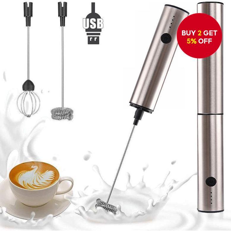 Milk Frother with Seat Charger - Three-Speed Adjustable Stainless Steel ...