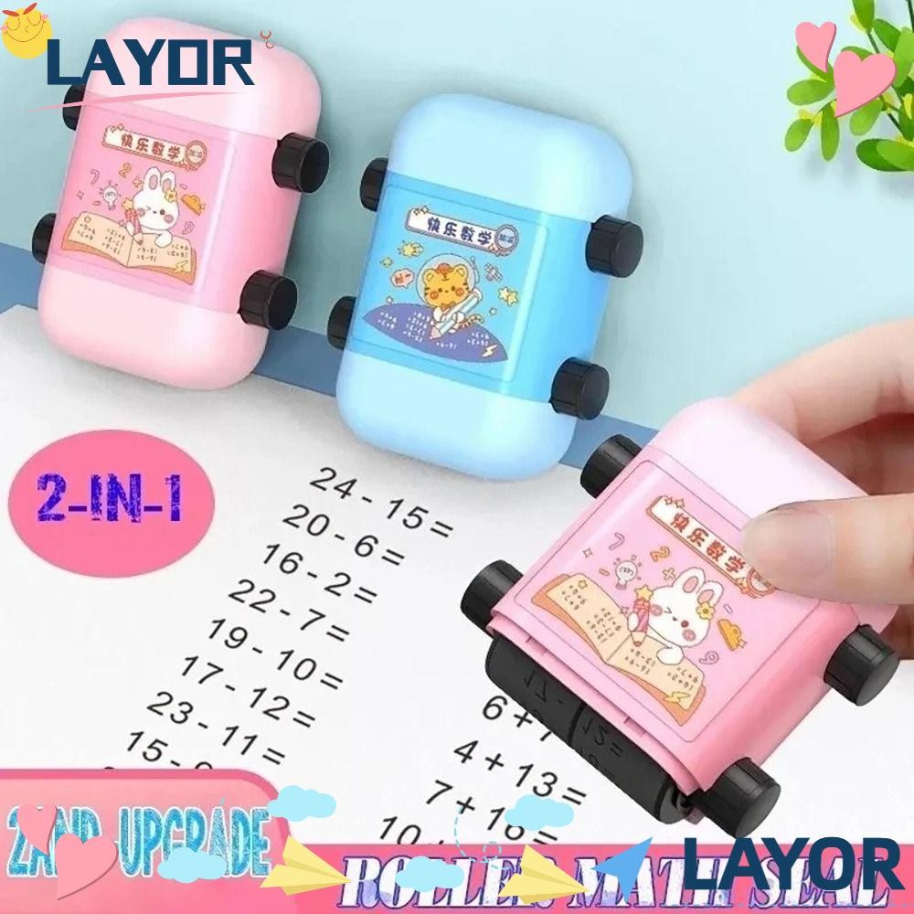 LAYORPH Math Rolling Stamp, 2-in-1 Addition Subtraction Math Roller ...