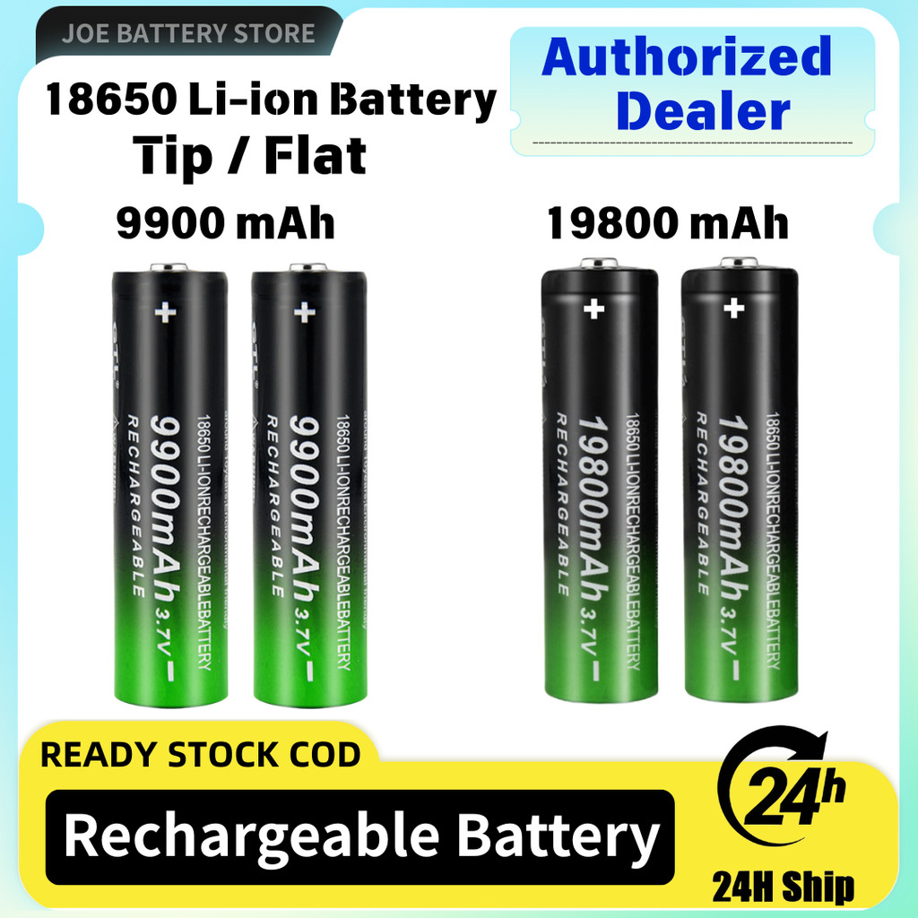 100% Original 18650 3.7V Large capacity Li-ion Rechargeable 9900mAh ...