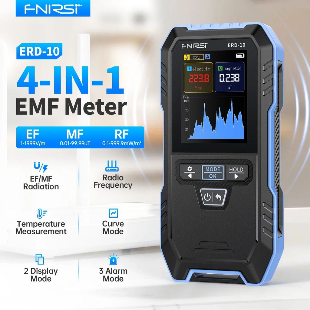 FNIRSI ERD-10 4-IN-1 Electromagnetic Radiation Detector, Electric ...