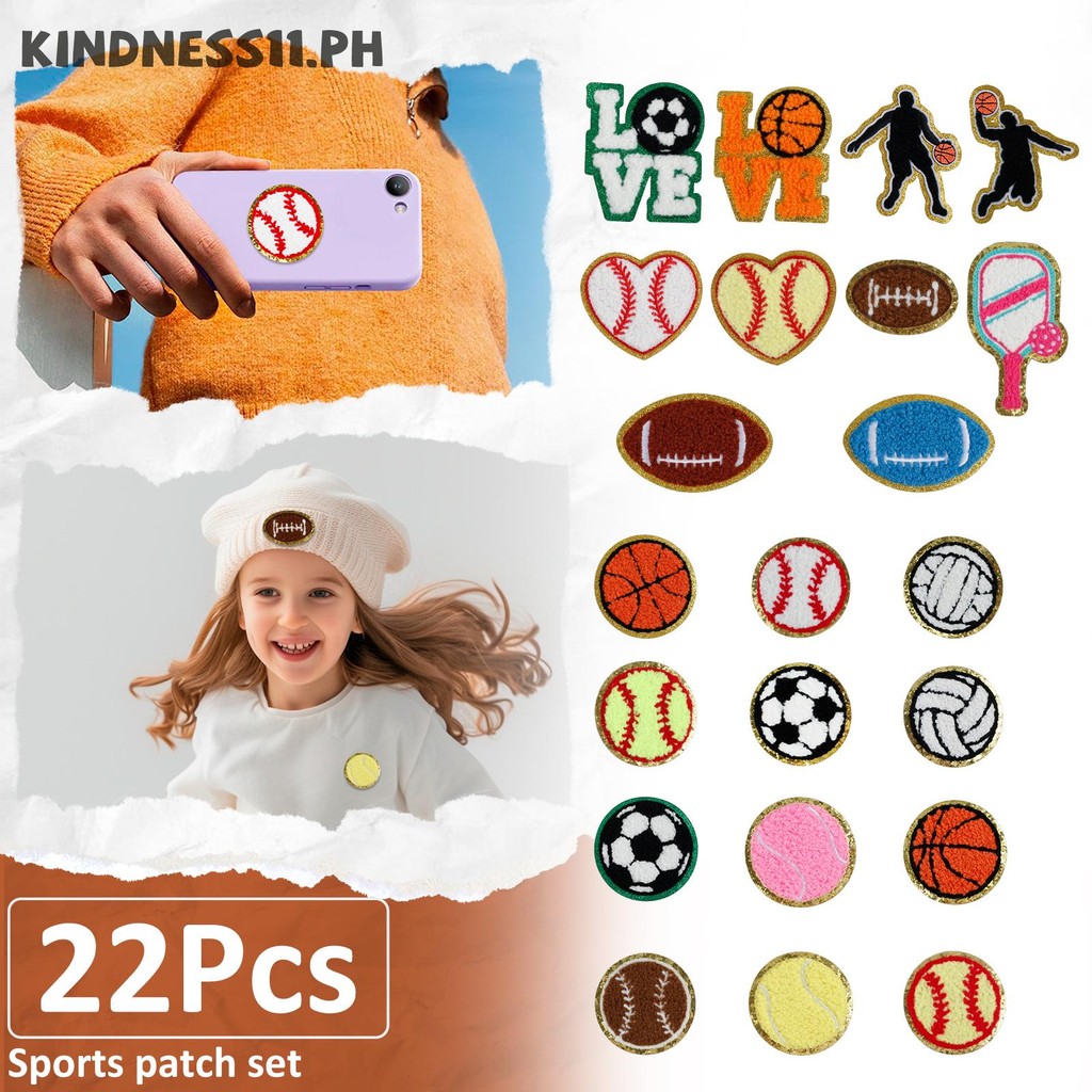 16Pcs / 22Pcs Ball Patch Chenille Sports Iron on Patches Kids Football ...