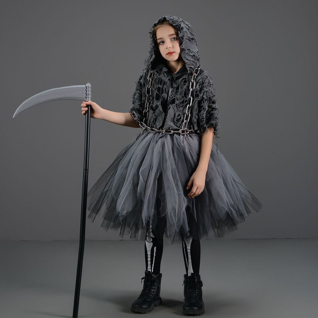 Halloween Death Costume Pettiskirt Girl Mysterious Horror Death Sickle ...