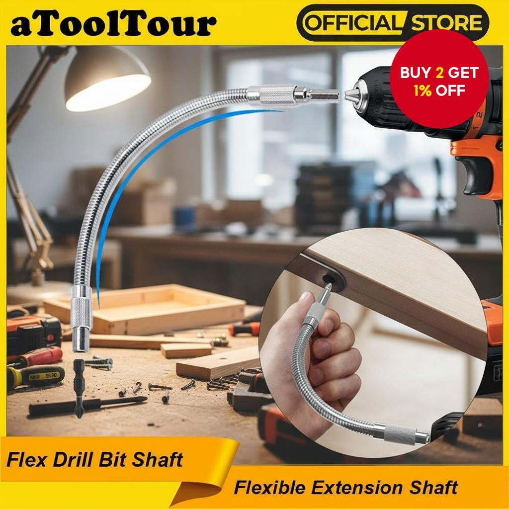 New Flexible Drill Bit Extension for Power Drill and Electric Screwdriver, Metal Flex Shaft ...