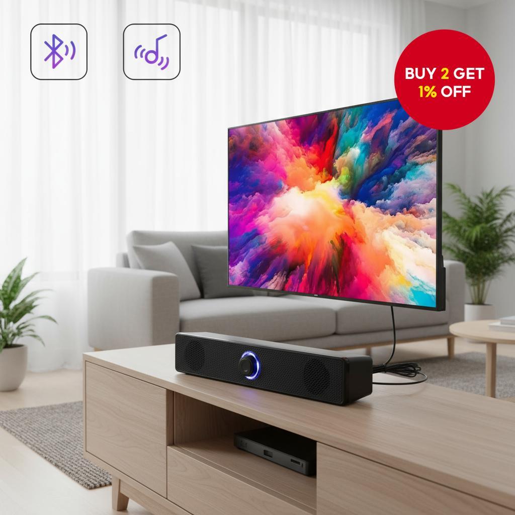 Wired Wireless Bluetooth USB Powered PC Soundbar for Home Theater ...