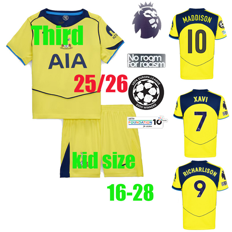 25/26 XAVI soccer clothe HoTsPur_Third jersey kid suit (with pants)25/ ...