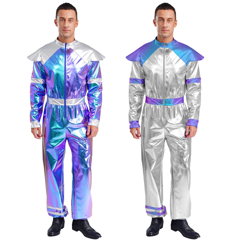 ranrann Men Retro Space Alien Costume One Piece Long Sleeves Jumpsuit ...