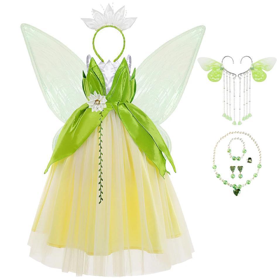 Tinkerbell Princess Anna Green Elf Dress Halloween Costume Frog Prince ...