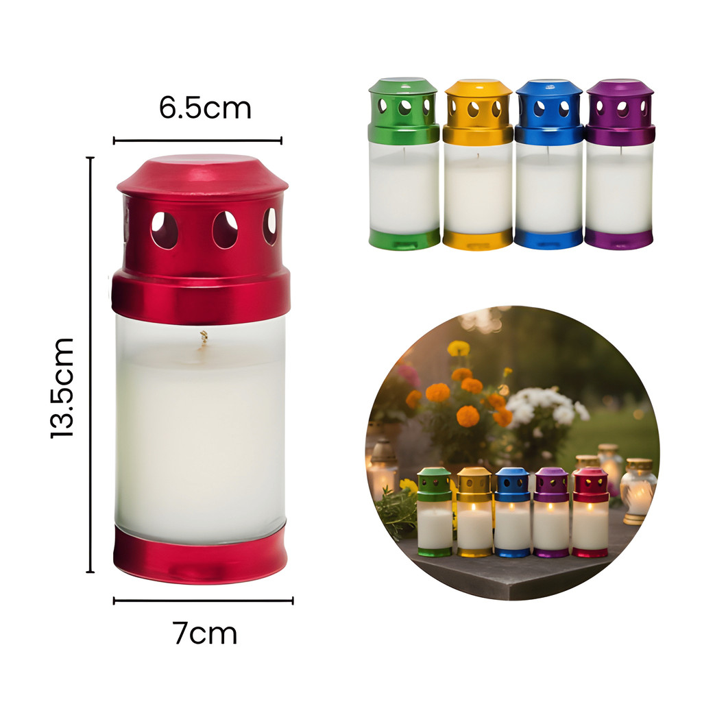 HomeBiz Supply Smokeless Memorial Glass Candle with Metal Cover and ...