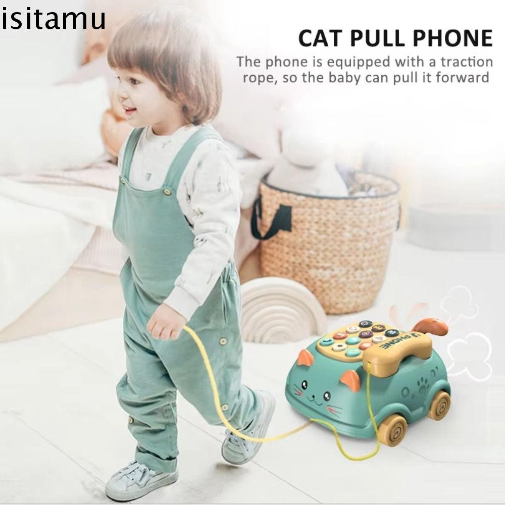 ISITAFT Emulated Telephone Toys, Montessori Bus Shaped Cat Telephone ...