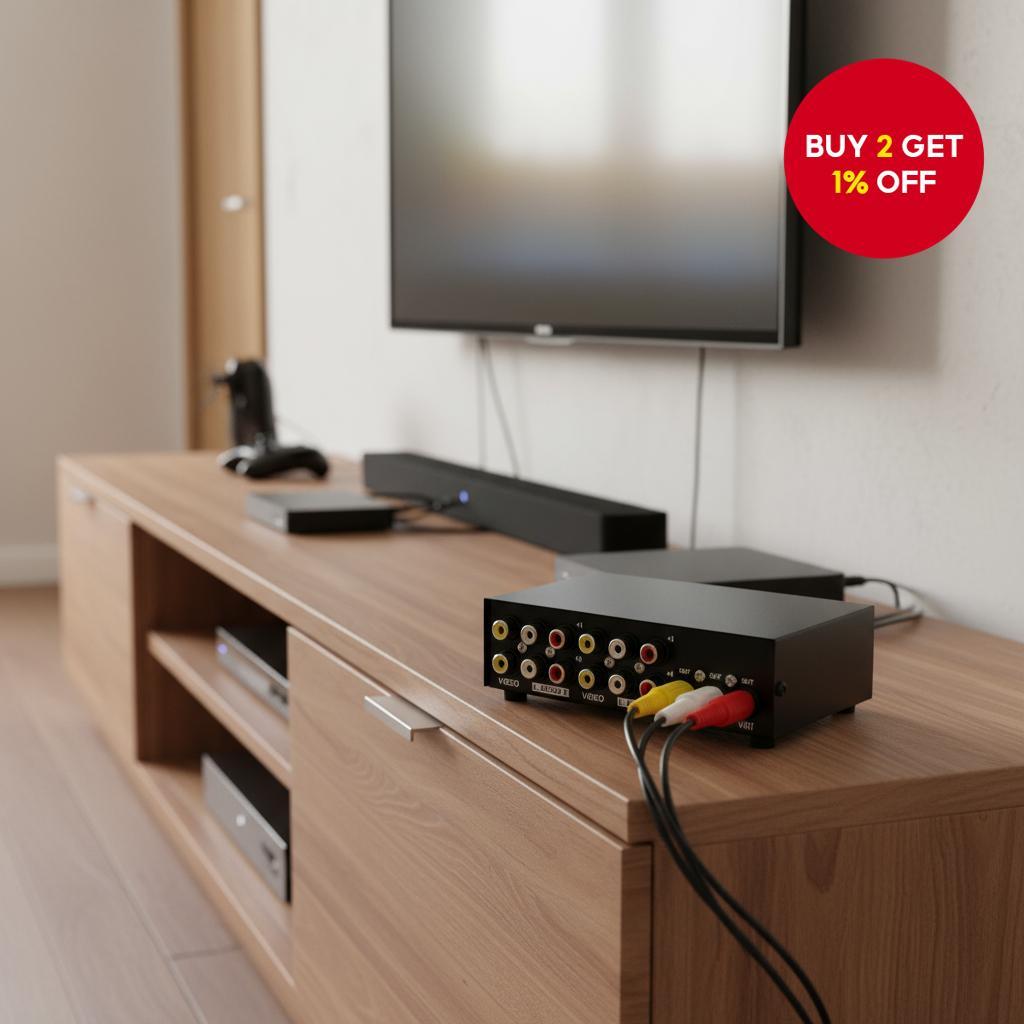 2/4 Way RCA AV Switcher 4x1 2x1 Composite Audio Video Selector for STB ...