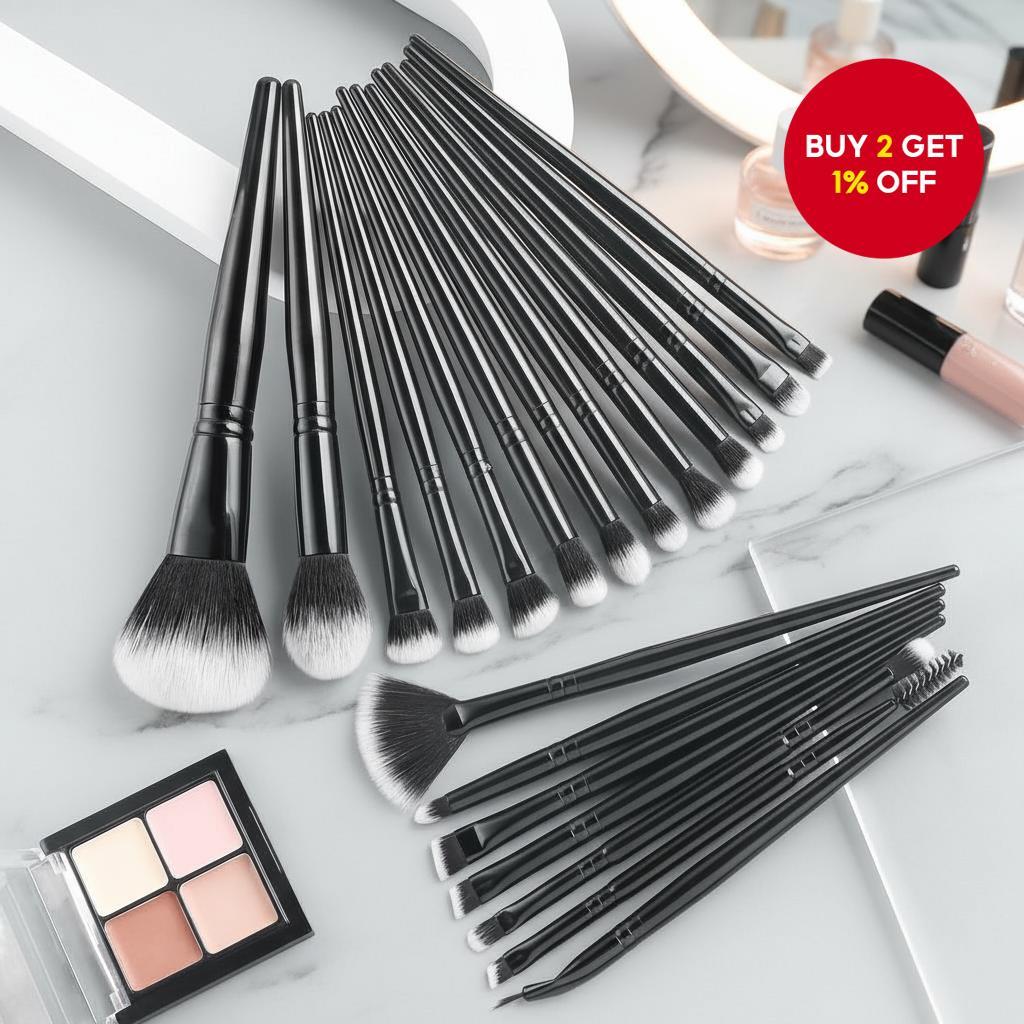 20-piece makeup brush set for multi-use on face and eyes, with soft ...