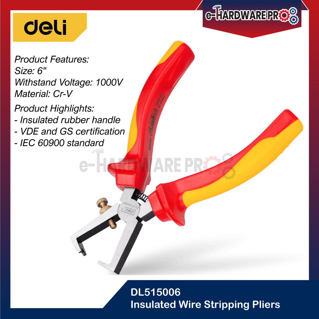 Deli 6" Insulated Wire Stripping Plier-DL515006 | Shopee Philippines