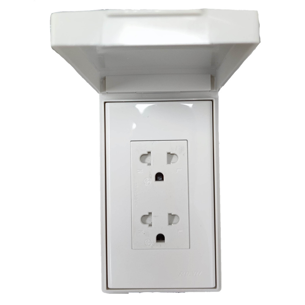 ROYU Duplex Universal Convenience 2 Gang Outlet with Weatherproof Cover ...