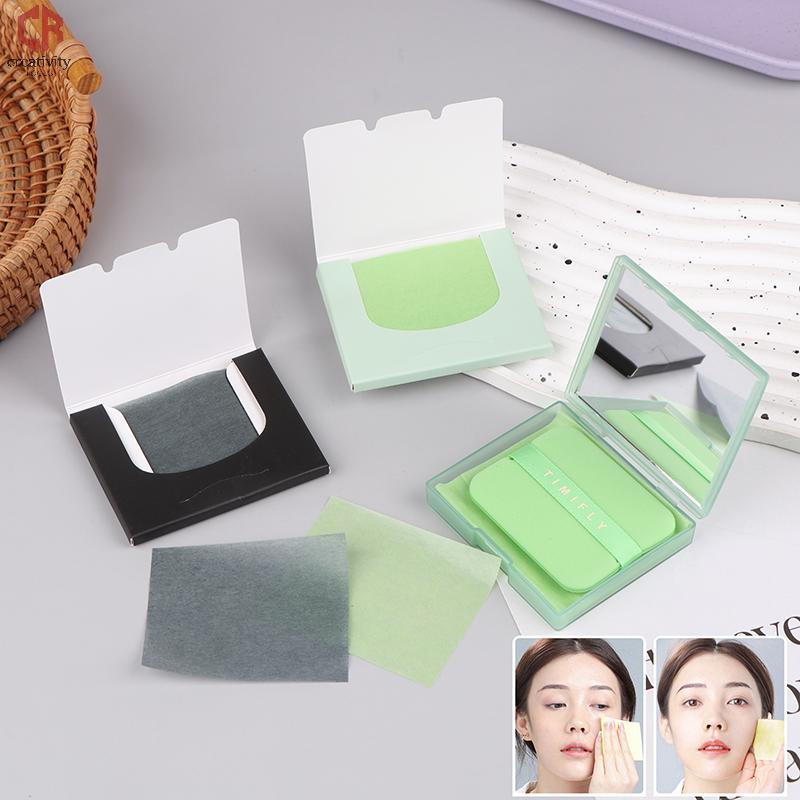 [CR] Oil Blotting Sheets With Makeup Puff 100pcs Matting Face Wipes Oil ...