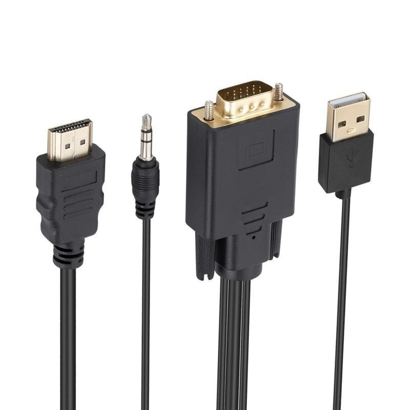 VGA Input to HDMI Output Cable 1080P VGA Male to HDMI Male Cable With 3 ...