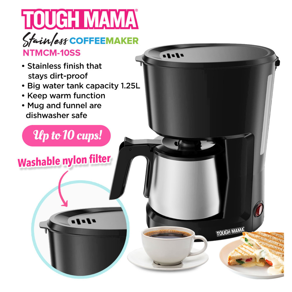 Tough Mama NTMCM-10SS Stainless Coffee Maker 10 cups Keep Warm Function ...