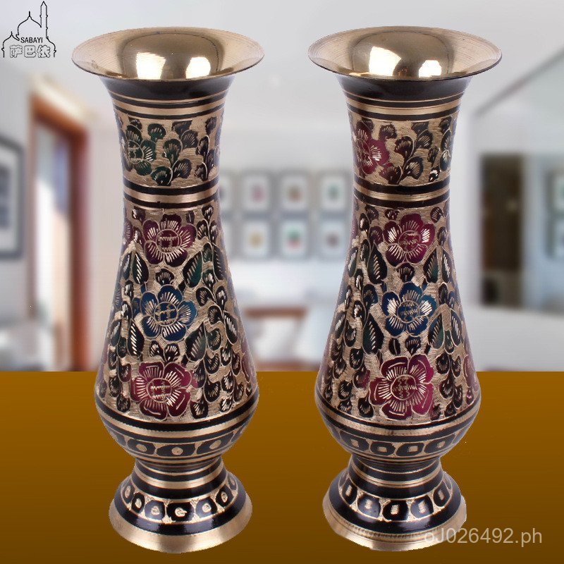 Pakistan Imported Gift Carved Black Lacquer Color Copperware Antique ...