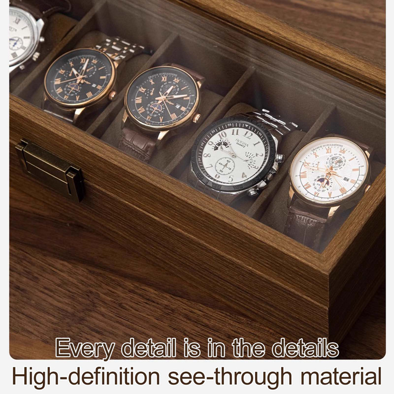 Black Walnut Wooden Watch Box Vintage Display Case With Pillow Multi ...