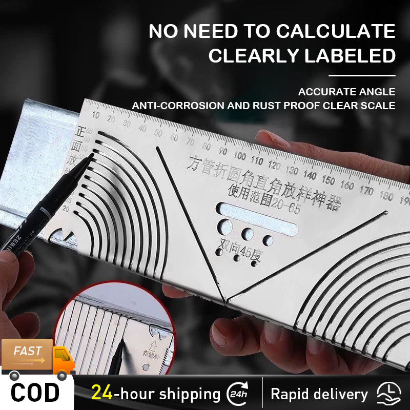 Multifunctional Metal Ruler Square Tube Rounded Corners and Angles ...