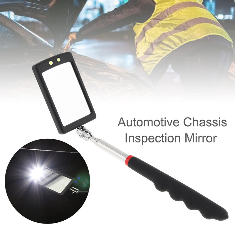 360 Degree Telescopic Inspection Mirror LED Light Telescoping Mirrors ...