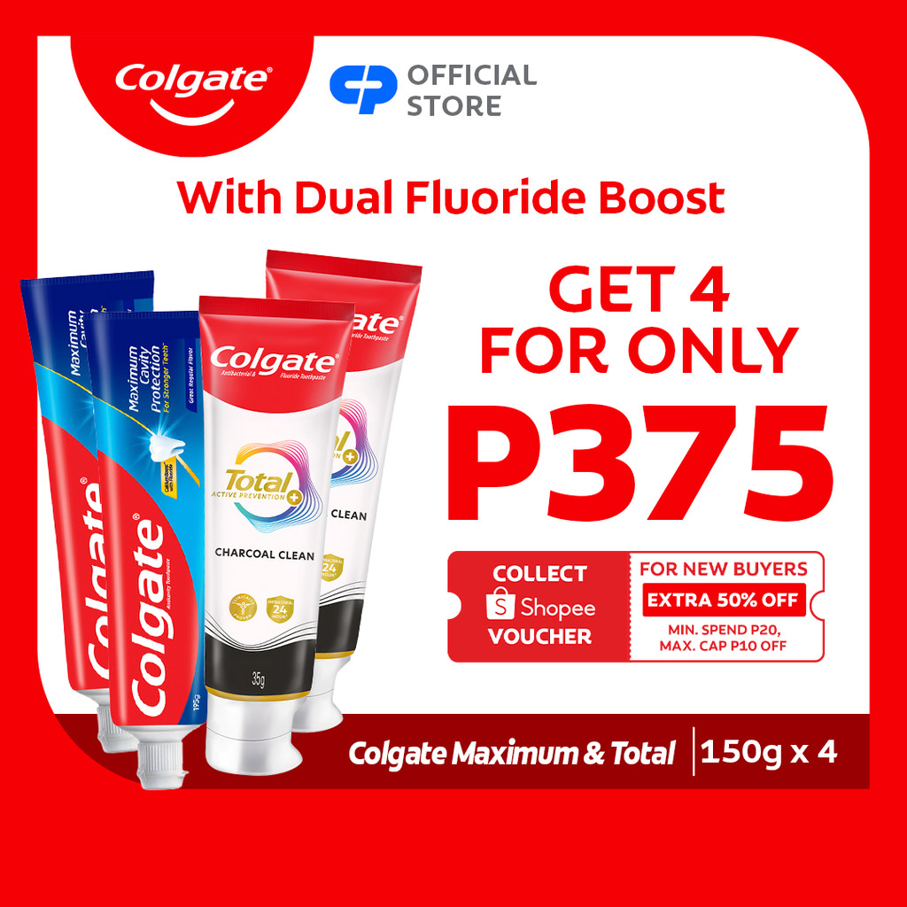 Colgate Maximum Cavity Protection 195g + Total Charcoal Clean 150g ...