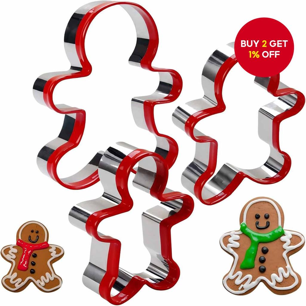 3pcs Gingerbread Man Stainless Steel Cookie Cutters Christmas ...