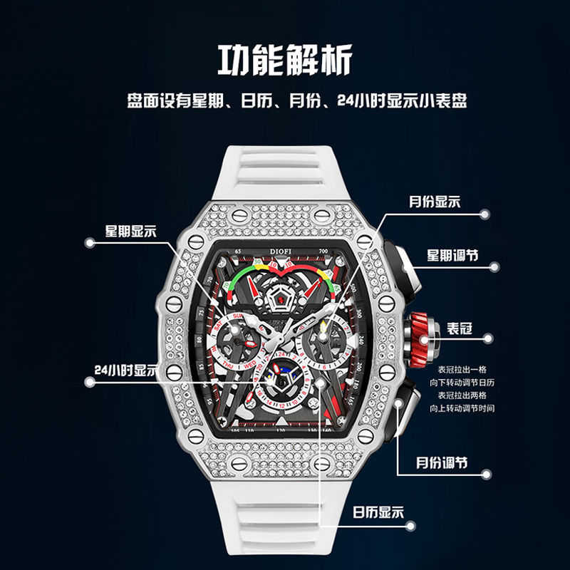Gfd German Genuine Richard Watch Men's Wine Barrel Type Automatic ...